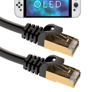 talkworks network cable compatible w/nintendo switch oled - 10 ft/3 m long, cat7 rj45 ethernet cable-fast transmission for stable internet connection & gaming-durable cable for multiplayer games