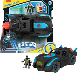 fisher-price imaginext dc super friends batman toy, lights & sounds batmobile with batman figure for preschool kids ages 3+ years