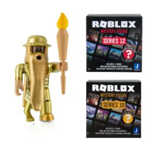 roblox action collection - jailbreak: the golden collector! + two mystery figure bundle [includes 3 exclusive virtual items]