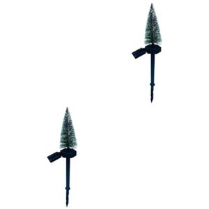 balacoo 2pcs solar christmas tree lamp christmas tree garden stake christmas solar lights outdoor stakes lights landscape pine trees lighting for home lawn yard patio pathway green