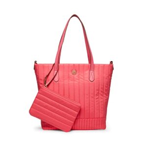 anne klein quilted nylon medium tote, watermelon