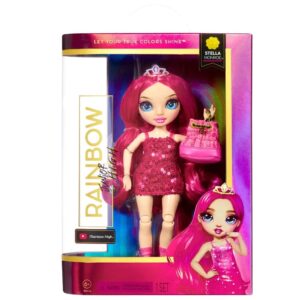 rainbow high jr high series 2 stella monroe- 9" fuchsia pink posable fashion doll with designer accessories and open/close backpack. great toy gift for kids ages 6-12 years old & collectors