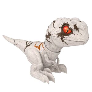 mattel jurassic world dominion uncaged rowdy roars atrociraptor ghost dinosaur action figure, toy with interactive motion & sound