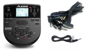 alesis surge drum module with cable snake and silverline audio 10ft auxiliary cable bundle