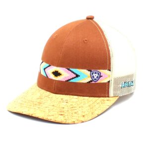 ariat women's tan aztec cork cap with snapback closure