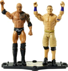 mattel the rock vs john cena championship showdown 2-pack 6-inch action figures monday night raw battle pack for ages 6 years old & up