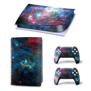 xuour ps5 skin sticker vinyl decal cover for playstation 5 console controllers (digital edition, dark starry)