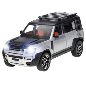 1/24 diecast model car pullback vehicle toy collection for land rover new defender 110, kids gift, with sound and light