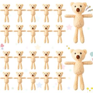 20 pcs mini bear stuffed animal 8 inch small stuffed bear plush cute bear plush toys for birthday wedding valentines day decorations craft diy accessory party favors supplies (purple, beige)