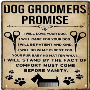 wzvzgz metal tin sign retro wall decor dog groomers promise home gate garden bars restaurants cafes office store pubs club sign gift 12x12 inch plaque tin sign vintage wall home decor