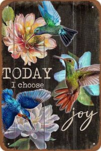 wzvzgz today i choose joy bird flower creative novelty metal sign retro wall decoration, suitable for home door garden bar restaurant cafe office shop bar club logo gift 8x12 inches