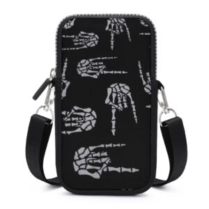 women fashion small crossbody bags cell phone purse wallet heavy metal skull rock hand shoulder bag with adjustable strap for credit card money key passport