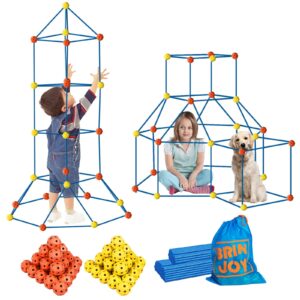 brinjoy 158 pcs fort building kit for kids, toddler construction fort building builder toys for boys girls, diy build a fort set indoor & outdoor educational gift for kids age 5 6 7 8 10 12 years old