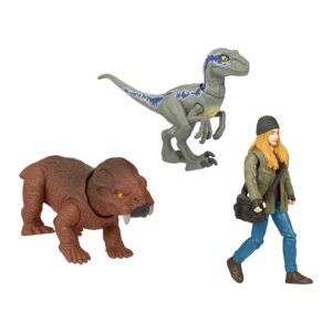 jurassic world dominion human & dino pack maisie & velociraptor beta & accessories, authentic action figures, movable joints, ages 4 year & up