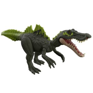 mattel jurassic world dominion roar strikers dinosaur action figure with roaring sound & attack action, ichthyovenator dino toy includes downloadable app & ar