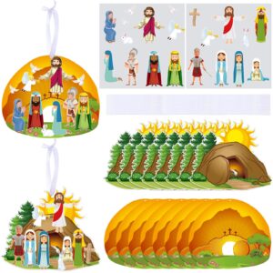 civaner make an easter he lives sticker scenes religious easter stickers craft kit for kids resurrection stickers tree ornaments office christian jesus stickers he is risen hanging diy art(16 sets)