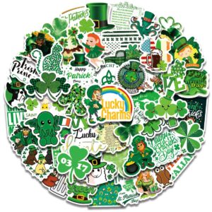 50 pcs st patrick's day stickers,vinyl waterproof aesthetic stickers for water bottle,laptop,phone,patrick's day decorations party home supplies,for teens girls kids gift