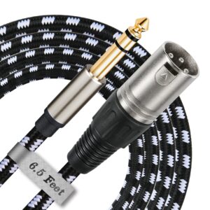 sound harbor xlr to 1/4 cable 6.5 ft,trs 6.35mm to xlr male jack - nylon braided balanced patch cable