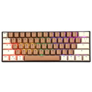 sanpyl mechanical keyboard, 61keys color mixing light gaming mechanical keyboard ergonomics key line separation design type c gaming keyboard, for windows, for android(tea shaft)