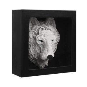 siweme 3d puzzle for adults&kids, funny jigsaw puzzle diy animal paper craft kit 3d paper puzzle wall art decor (wolf)