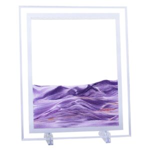 tongman 7" moving sand picture,square glass sand painting 3d sea sand landscape flowing sand frame,home office work decoration desktop art toy decorative gift (purple)