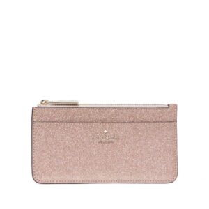 kate spade wallet for women shimmy boxed large slim card holder glitter, rose gold