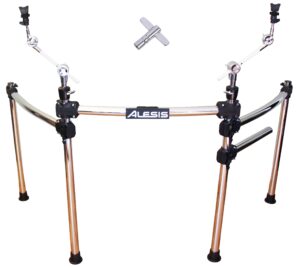 alesis command pro chrome metal electronic drum rack with 2 cymbal mounts and silverline audio drum key bundle [compatible with most alesis/roland/yamaha/simmons/ion sets]