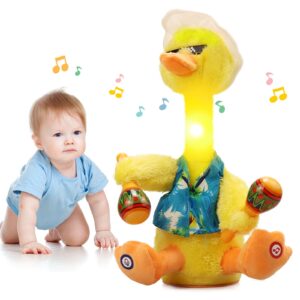 milegi talking duck toy repeats what you say dancing duck baby toys for kids toddlers infants mimicking singing duck stuffed animal plush toys shaking head electric interactive animated toy