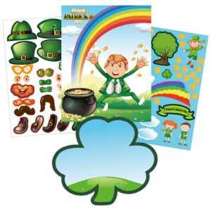 glodream 24pcs st. patrick’s day diy stickers for kids - shamrock lucky irish leprechaun party games favors supplies - school class activity crafts