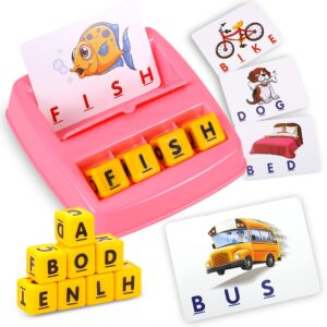 fenikso matching letter game, alphabet spelling & reading words, objects & color recognition, early learning educational toy for preschooler & kindergarten kids over 3-8 years old, best gifts