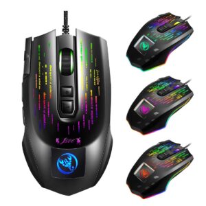 ifcow gaming mouse with screen display 6400dpi rgb backlight usb game mouse for desktop laptop pc