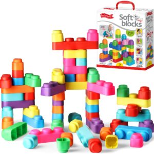 far far land -super soft building blocks for toddlers ages 1-3 years– teaches & enhances creativity and fine motor skills- stem building set - 71 pieces