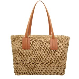 fozehlad straw beach tote bag for women rattan wicker clutch raffia bag summer woven hobo shoulder handbag