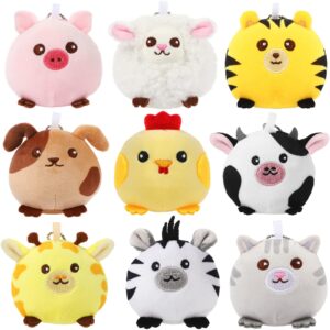 skylety 9 pcs mini plush stuffed animals bulk 3.15 inch cute soft decompress animals plush toys for baby shower birthday party gifts classroom prizes easter basket stuffers (mixed animals)