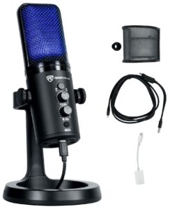 rockville rock-stream pro gaming streaming recording dual pattern usb microphone