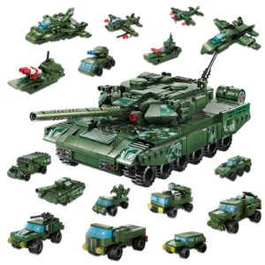 military armed 8 in 1 tank building blocks set, compatible with lego ww2 armed (642pcs) toys gift for boys 6-10, 8-14 year