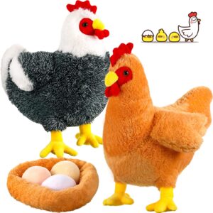 civaner 2 pcs 12 inch buffy the hen chicken stuffed animal gift cute chicken plush with eggs large chicken plush valentine's day gift easter party favor for kids women birthday supplies