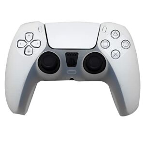 goliton 2x silicone rubber soft case gel skin cover compatible with sony playstation 5 ps5 controller (white)