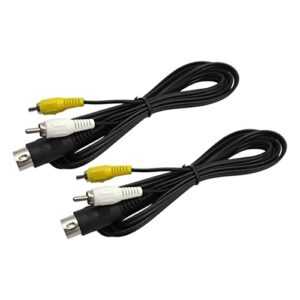 2 pack 6ft rca tv av audio video cord cable for sega genesis 1 & sega master system