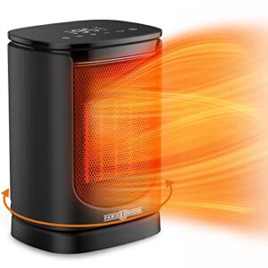 space heater, portable ceramic heater with thermostat, led display, paris rhÔne 70°oscillating heater with tip-over & overheating protection, 12h timer, 24h auto shut off for office bedroom indoor use