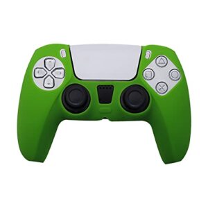 goliton 2x silicone rubber soft case gel skin cover compatible with sony playstation 5 ps5 controller (green)