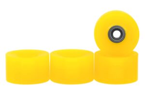 teak tuning apex 71d urethane fingerboard wheels - cruiser style, bowl shaped, 8.7mm diameter - abec-9 stealth bearings - made in the usa - banana yellow colorway