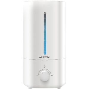 rilextec humidifiers for bedroom large room, 4.5l cool mist humidifiers quiet for 37h, 360° rotation nozzle, top fill room humidifiers for babies nursery, office, indoor plants