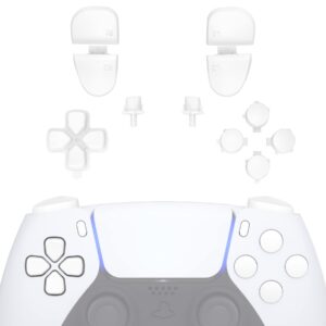 extremerate replacement d-pad r1 l1 r2 l2 triggers share options face buttons, white full set buttons compatible with ps5 controller bdm-030 bdm-040 bdm-050 - controller not included