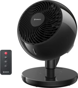 airmate large air circulator fan for bedroom, 120°+90°oscillating fan with remote, 12in quiet cooling fans, high velocity floor fan with timer, 10 speeds dc fan for home, office, dorm (black)