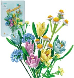 auspcers sunflower bouquet building kits set, flowers botanical collection building block diy toy, 837pcs artifitial flower bouquet building set, botanical collection for home decoration wedding