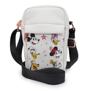 buckle down disney bag, cross body, the sensational six smiling faces with stars, white, vegan leather