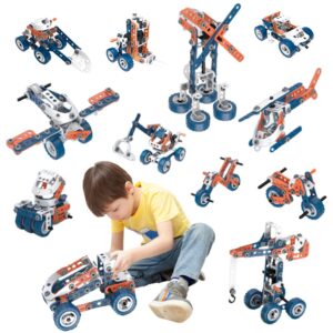 comin educational toys building sets stem learning kit, 12 in 1 engineering toys creative set 152 pieces for boys/girls/birthday/christmas/holiday age 5 6 7 8 9+ years old