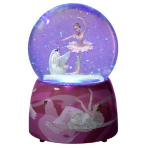 dreamwizor snow globe for birthday, ballet recital gift, made with real glass, collectible ballet dancer snowglobe for adult, musical snow globe gift for wife, women and girls, tuned swan lake