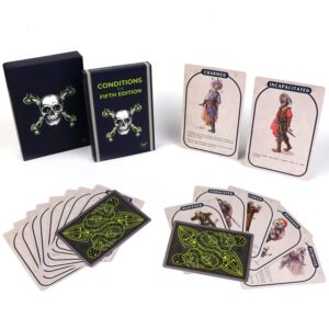 condition cards for fifth edition | compatible with dungeons and dragons (d&d) | for use by dungeon master accessories | dnd gifts | 5e gifts | condition rings markers ttrpg